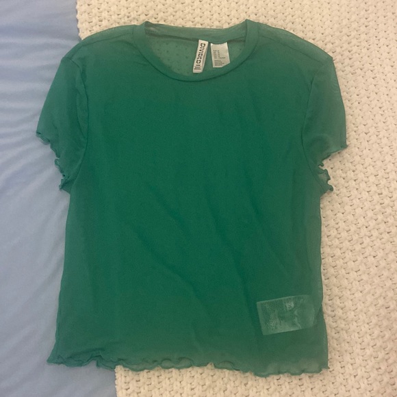 H&M | Tops | Hm Mesh Green Top | Poshmark